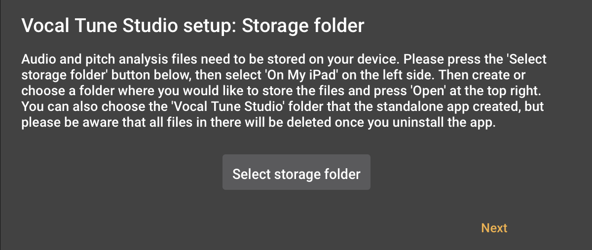 Vocal Tune Studio First Use Setup